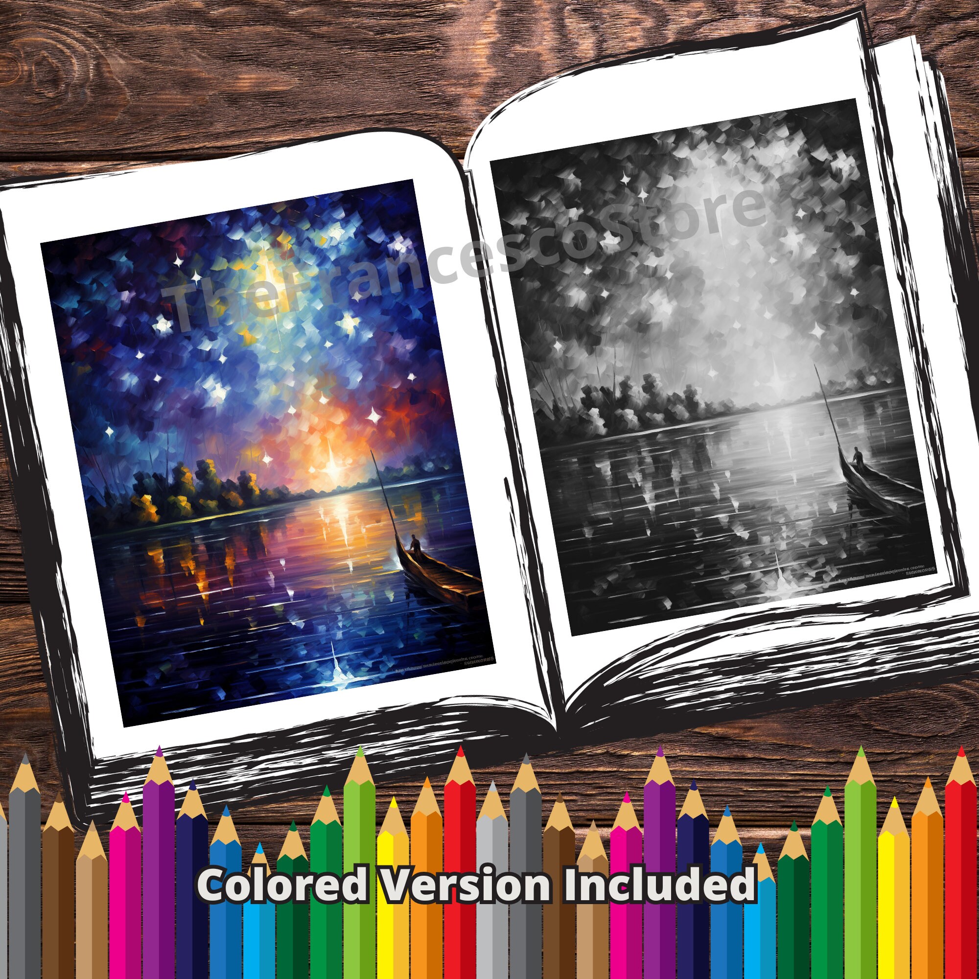 21 Modern Impressionism Coloring Pages 21 Colored Images Cover Bonus ...
