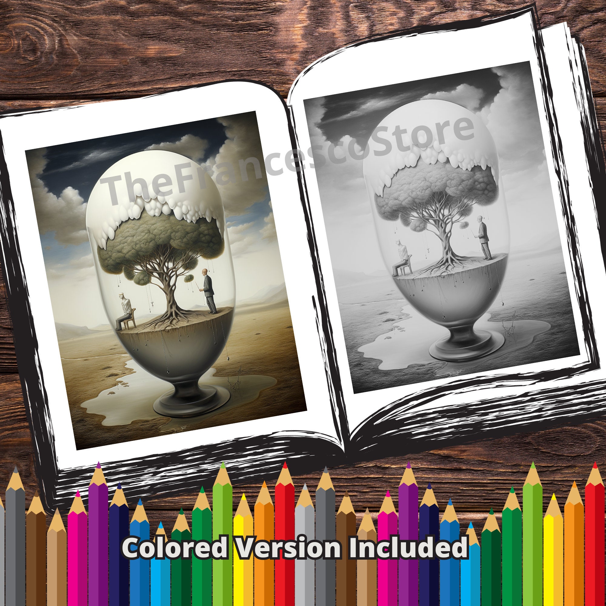 Surrealism Grayscale Coloring Book: 41 Printable Pages (PDF) - Etsy