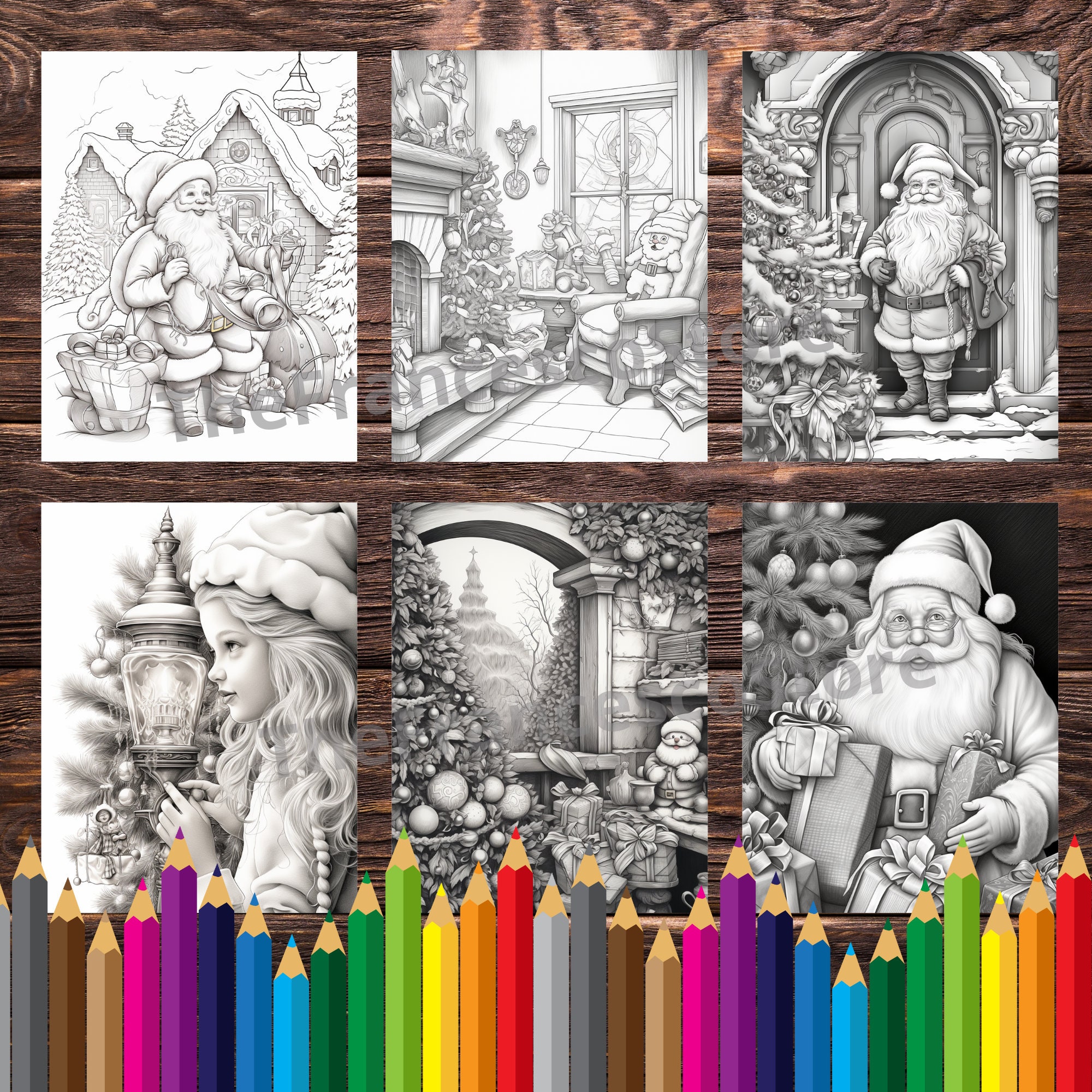 28 Christmas Traditions Coloring Pages 7 Colored Images Cover Bonus ...