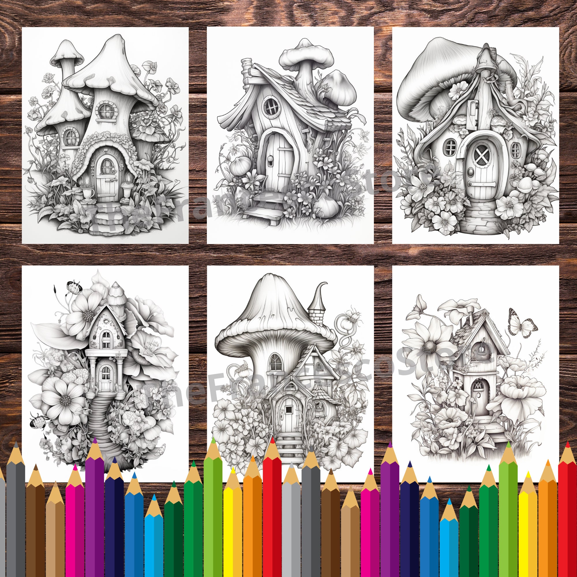 51 Flowering Fairy House Coloring Book 11 Colored Images Cover Bonus ...