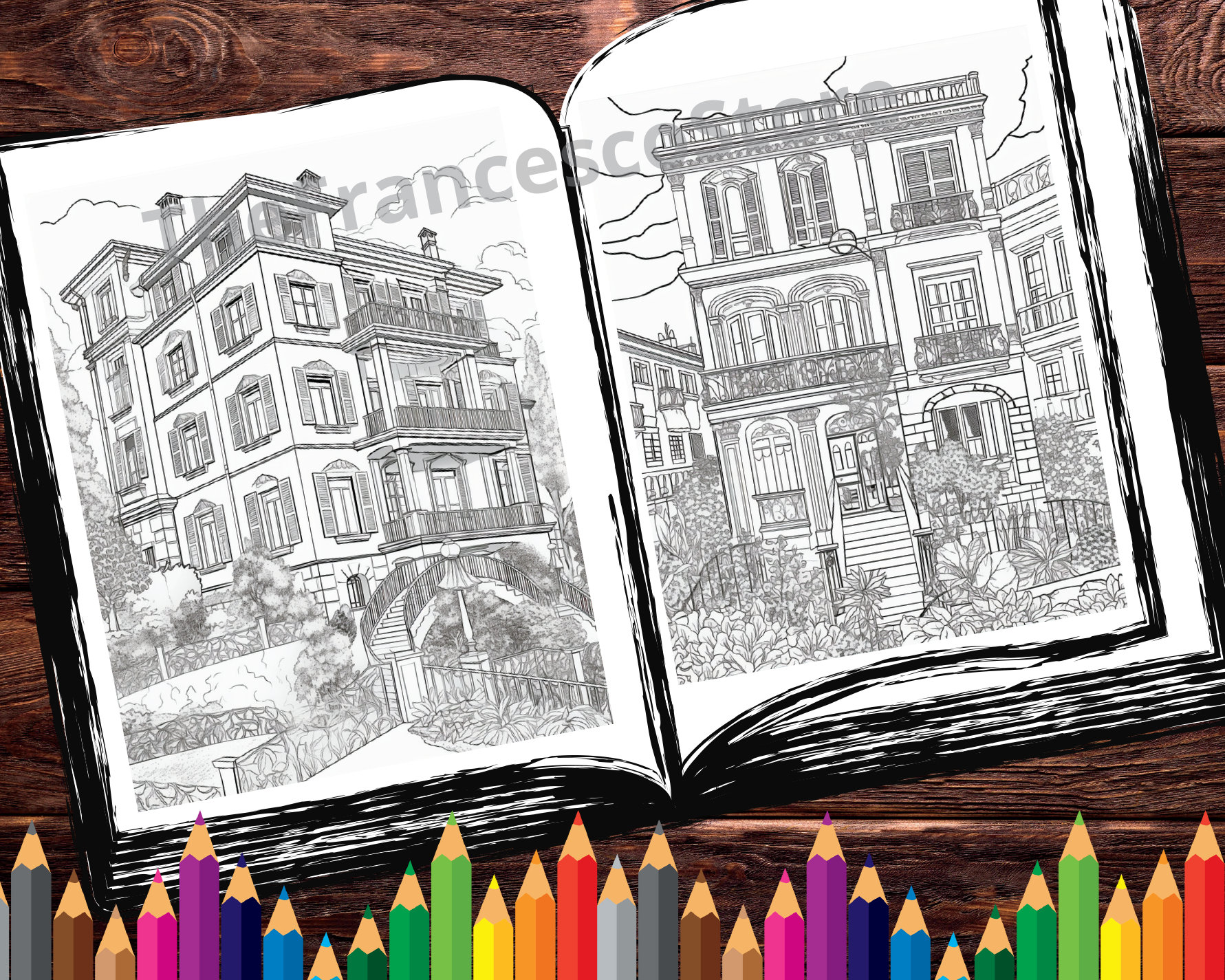 Italian House Coloring Book Roman Villa Coloring Pages - Etsy