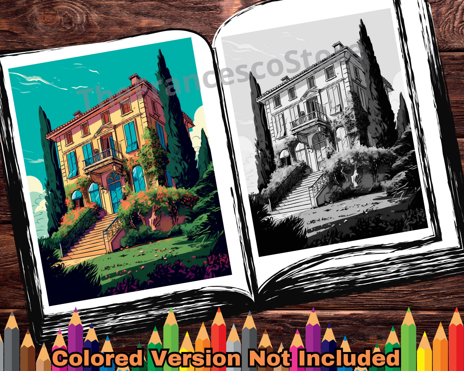 Italian House Coloring Book Roman Villa Coloring Pages - Etsy