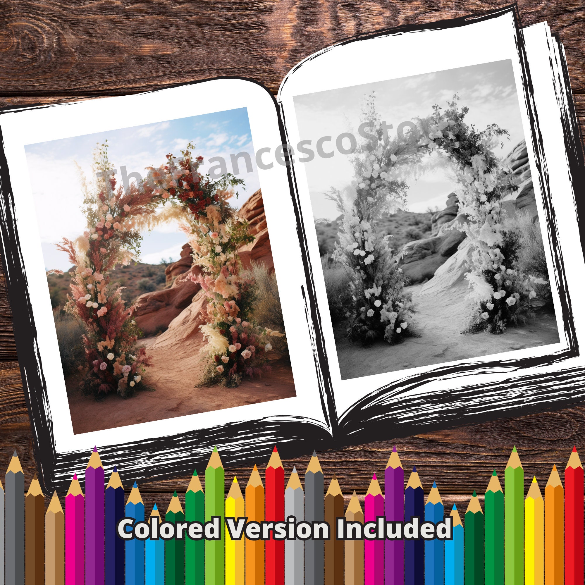 37 Wedding Arch Coloring Pages 6 Colored Images Cover - Etsy
