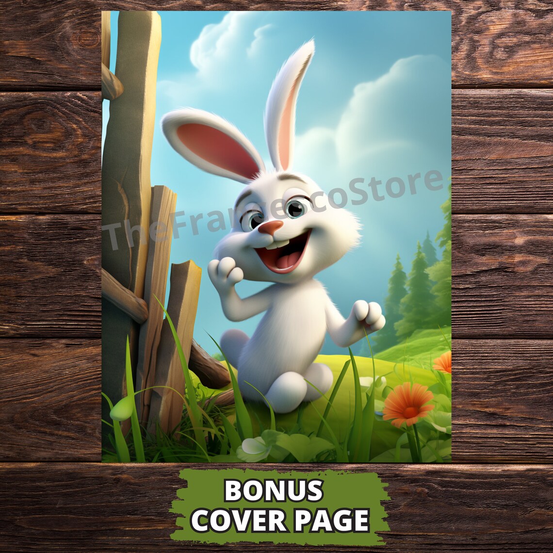 Happy Rabbits Coloring Book: 30 Grayscale Pages + 7 Colored Images ...