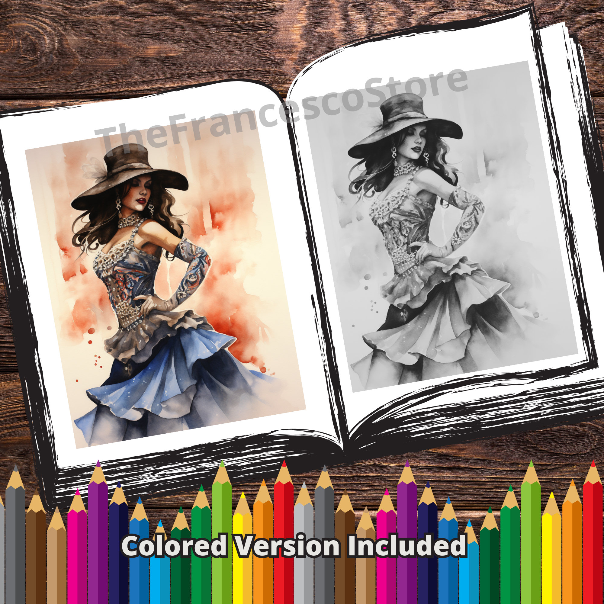 29 Burlesque Dancers Coloring Pages 11 Colored Images - Etsy