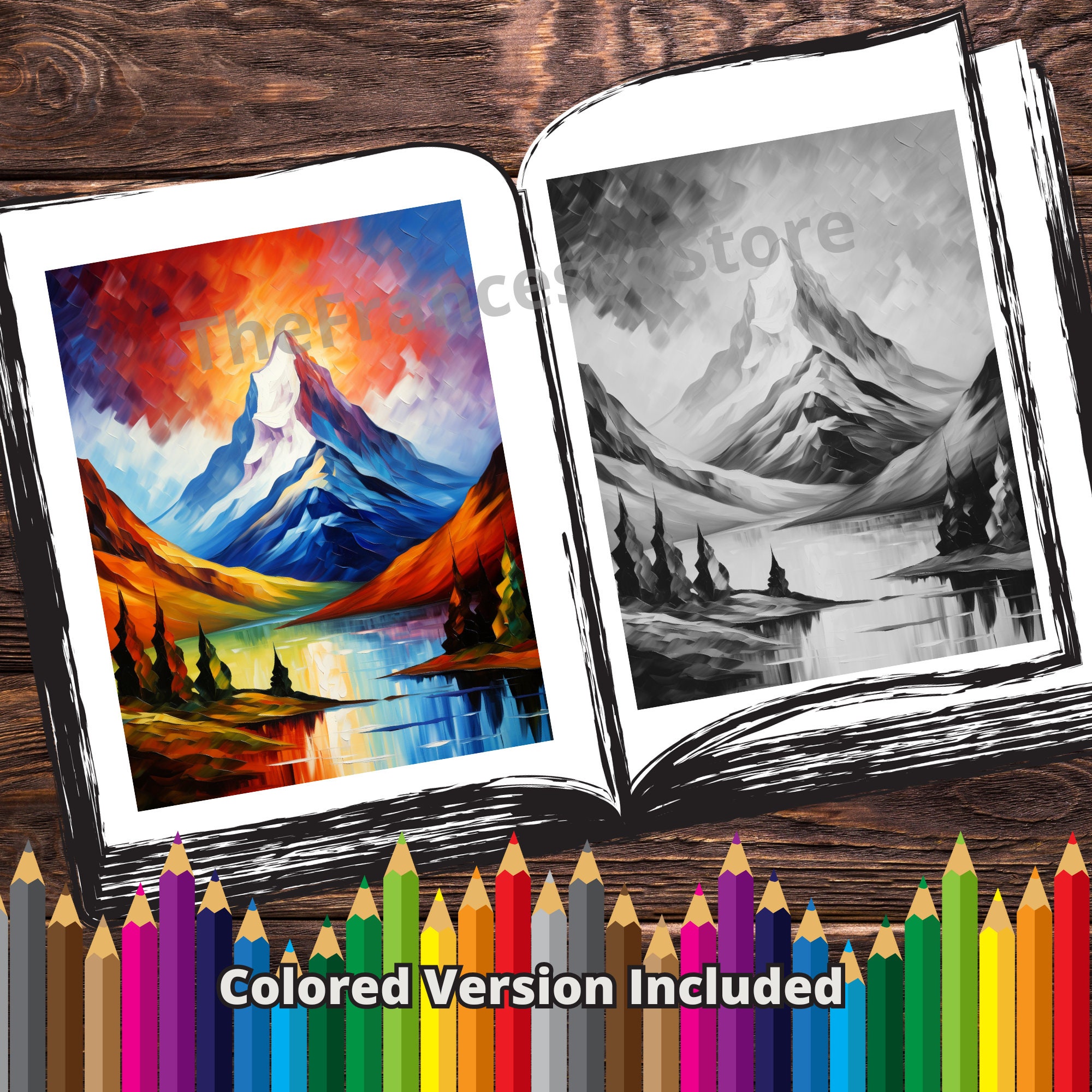 21 Modern Impressionism Coloring Pages 21 Colored Images Cover Bonus ...