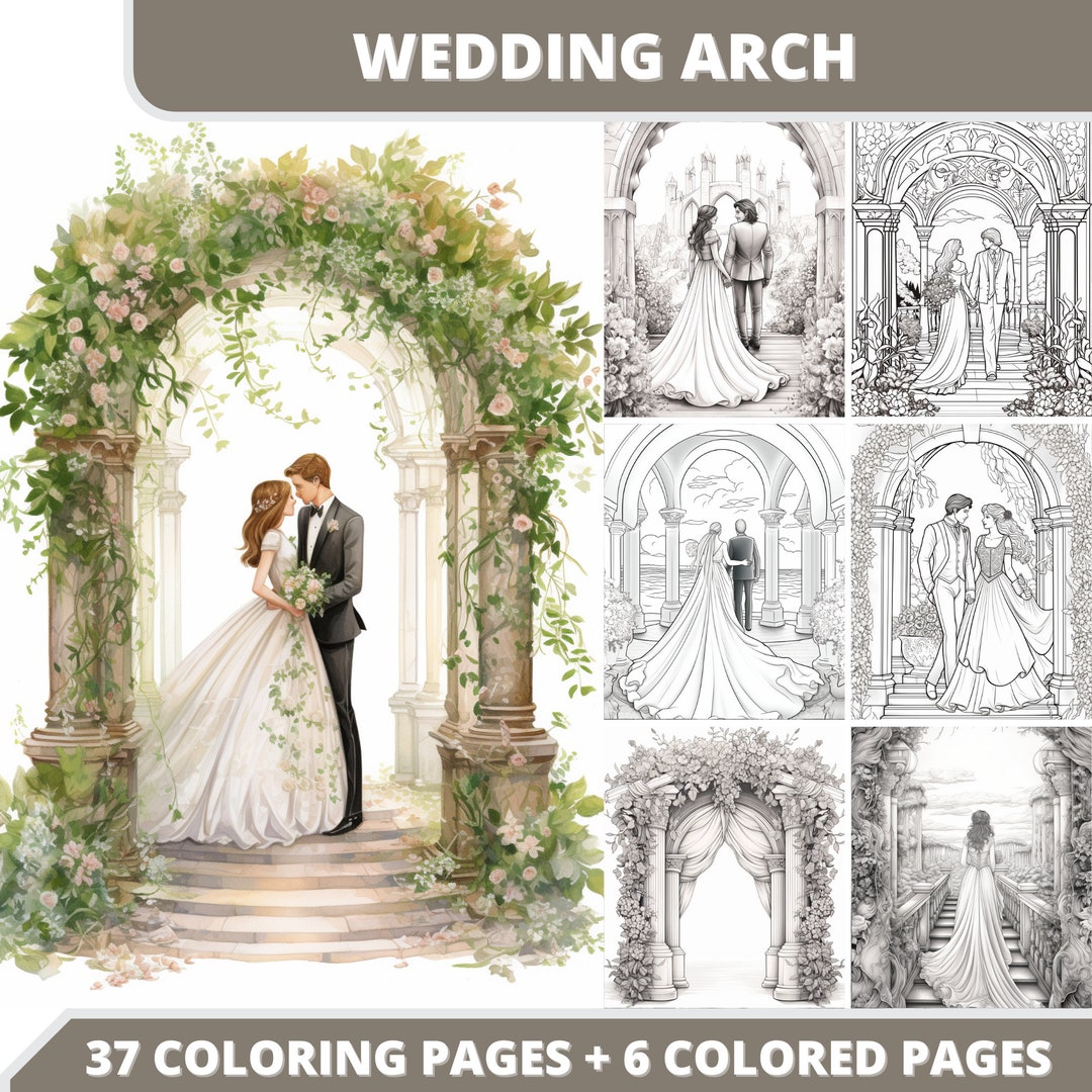 37 Wedding Arch Coloring Pages + 6 Colored Images + Cover Bonus ...