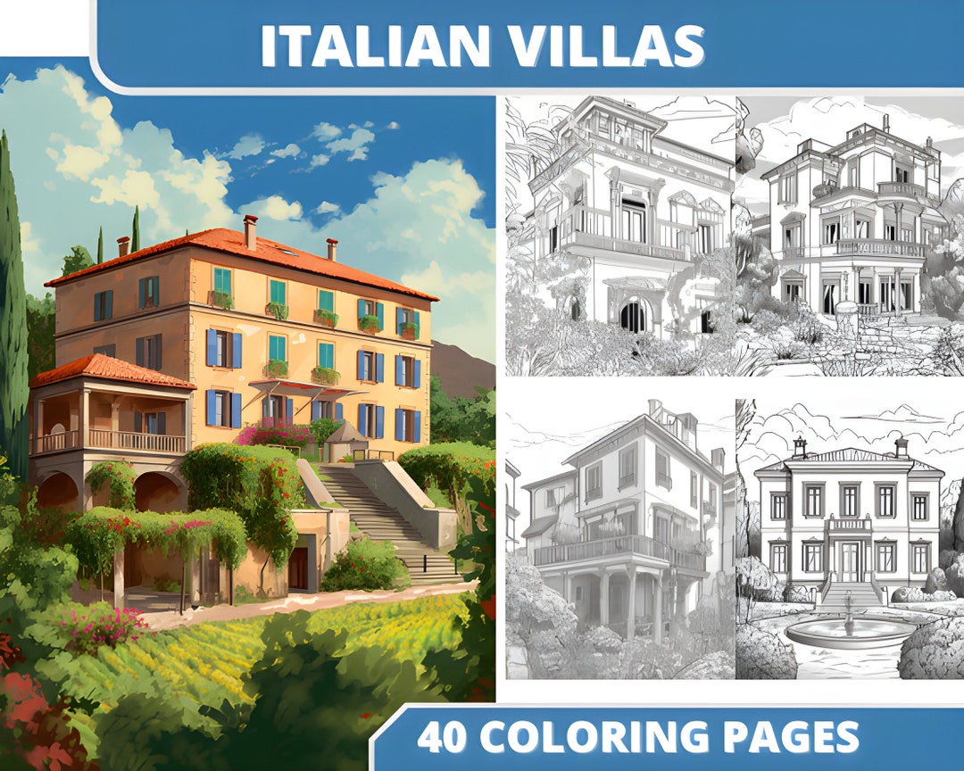 Italian House Coloring Book , Roman Villa , Coloring Pages Printable ...