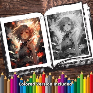 55 Anime Coloring Pages + 7 Colored Images + Cover Bonus, Printable PDF ...