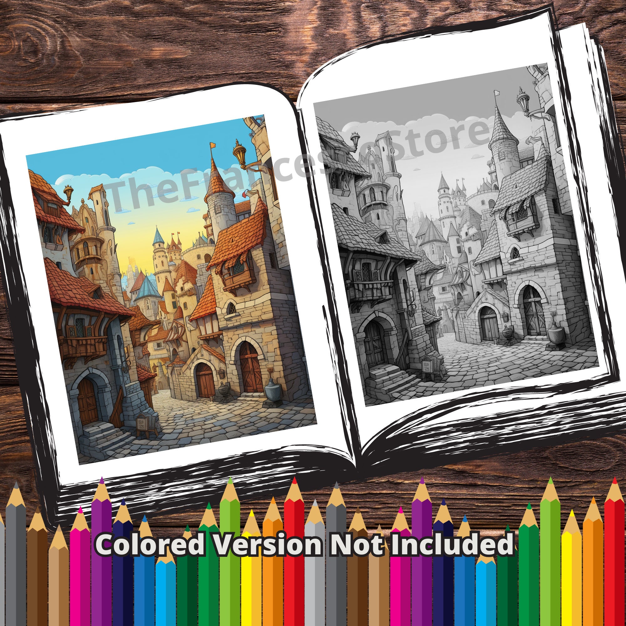 Medieval Villages 50 Coloring Pages Coloring Book Digital - Etsy