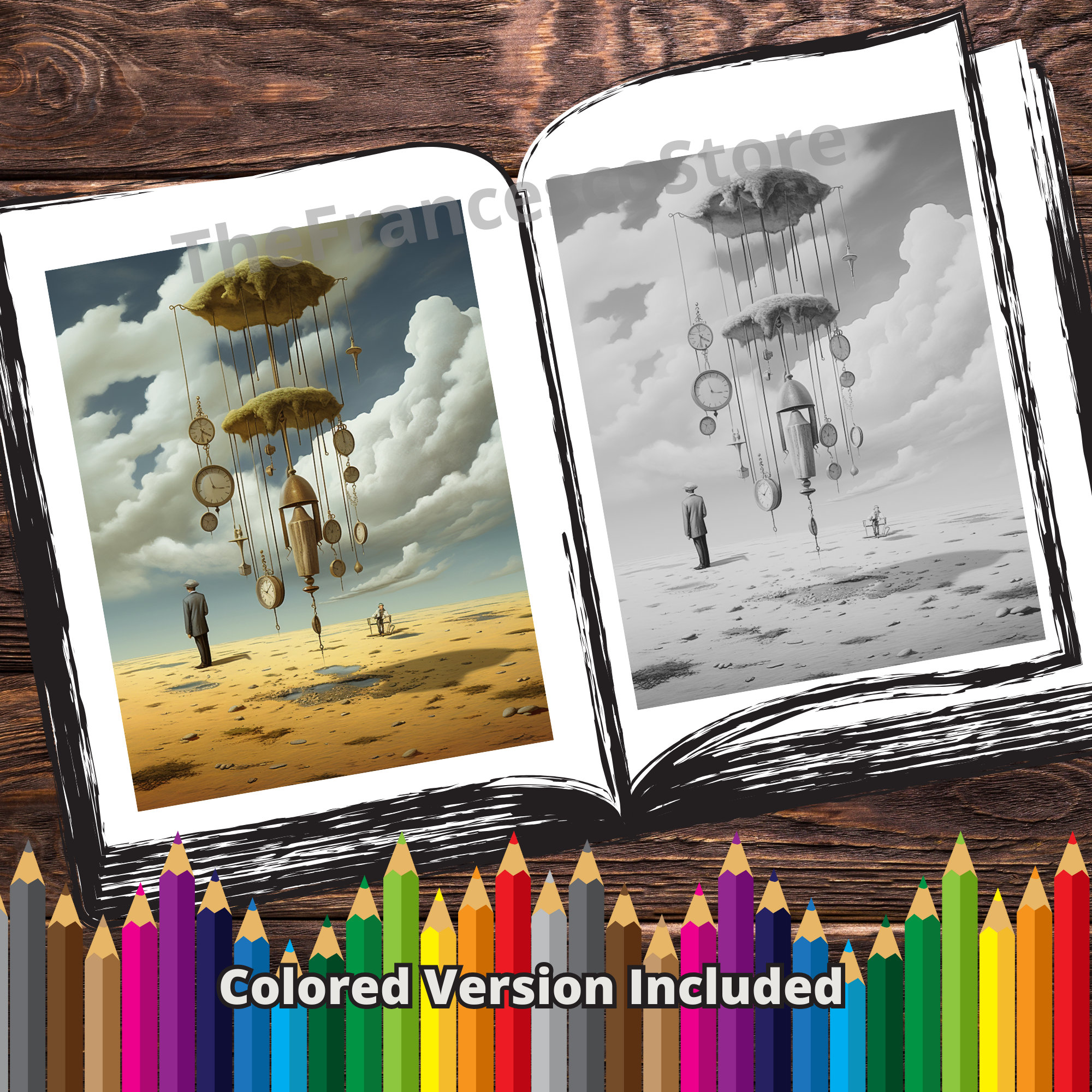 70 Surrealism 3 Coloring Pages 13 Colored Images Cover Bonus, Printable ...