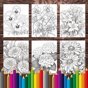 40 Flowers Coloring Page, Adults, Kids, Printable PDF, Instant Download ...