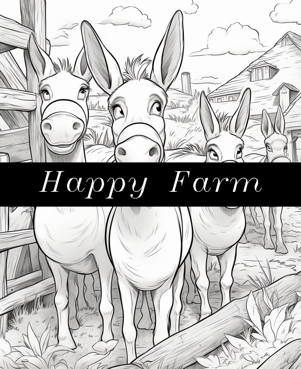 Coloring Books , Happy Farm Coloring Book, Digital Coloring Book, PDF ...
