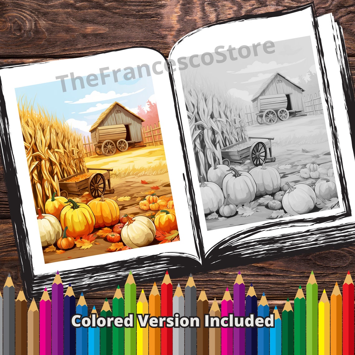 95 Autumn Coloring Pages, Fall Coloring, Printable Adult Coloring Page ...
