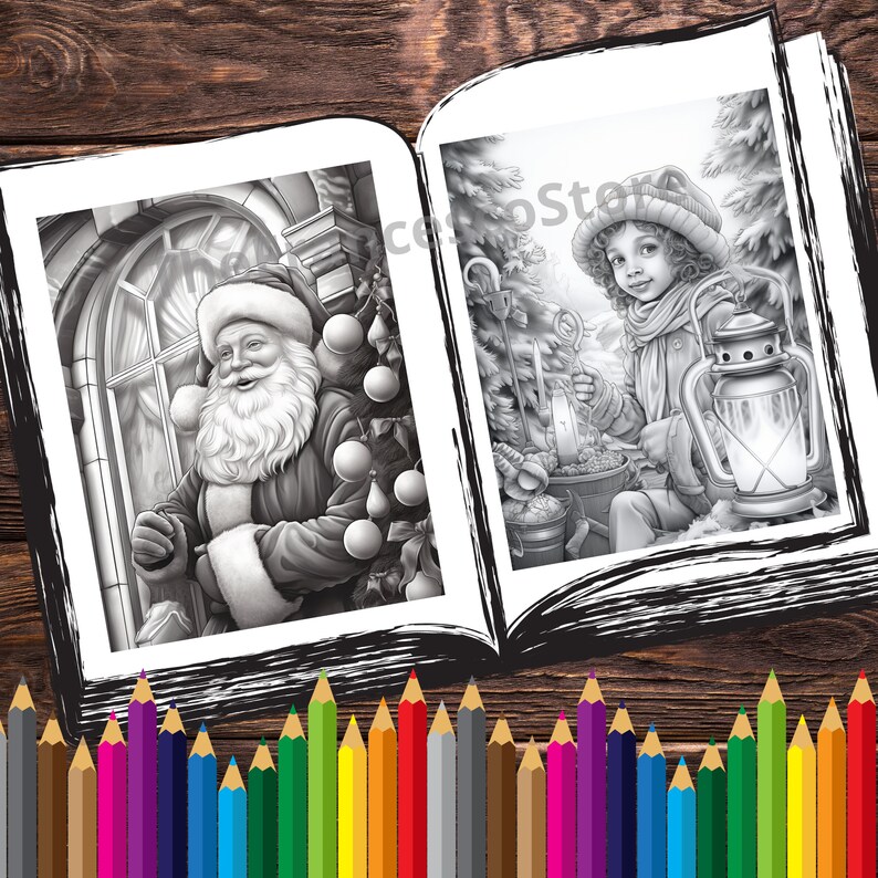 28 Christmas Traditions Coloring Pages 7 Colored Images Cover Bonus ...