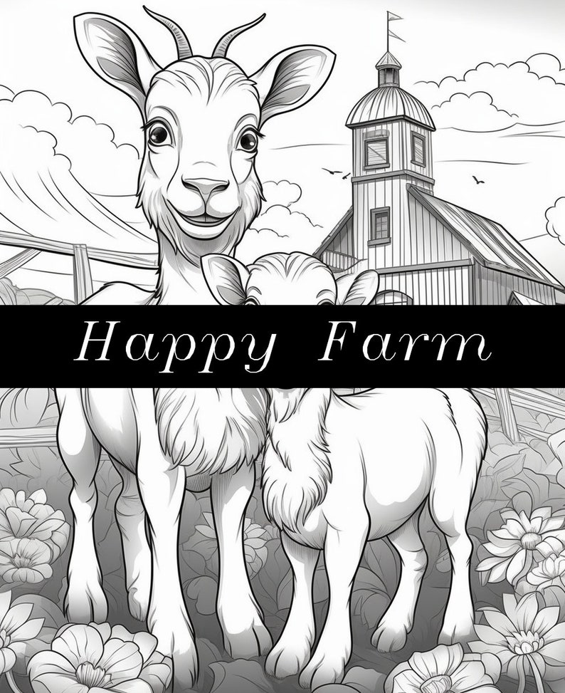Coloring Books , Happy Farm Coloring Book, Digital Coloring Book, PDF ...