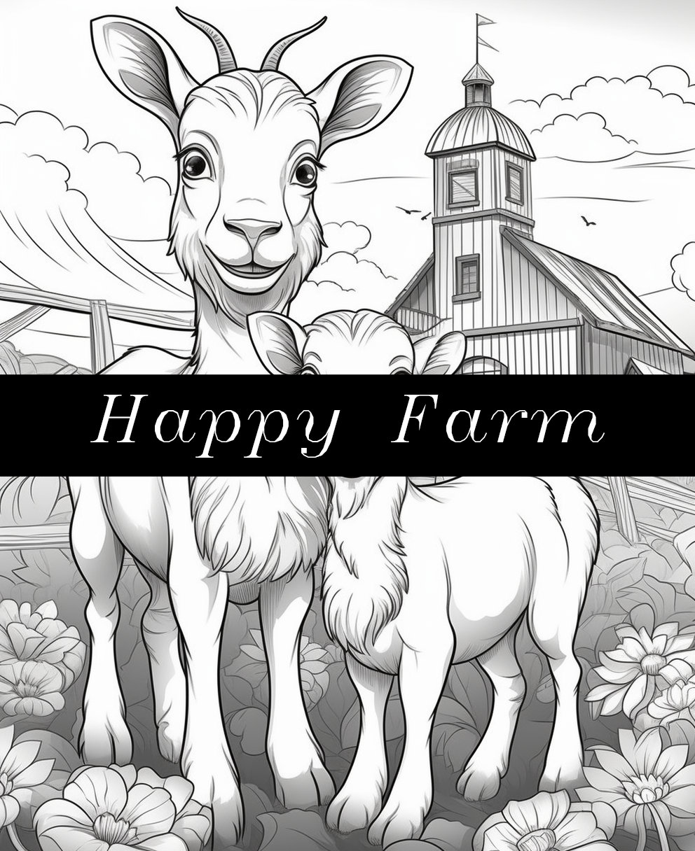 Coloring Books , Happy Farm Coloring Book, Digital Coloring Book, PDF ...