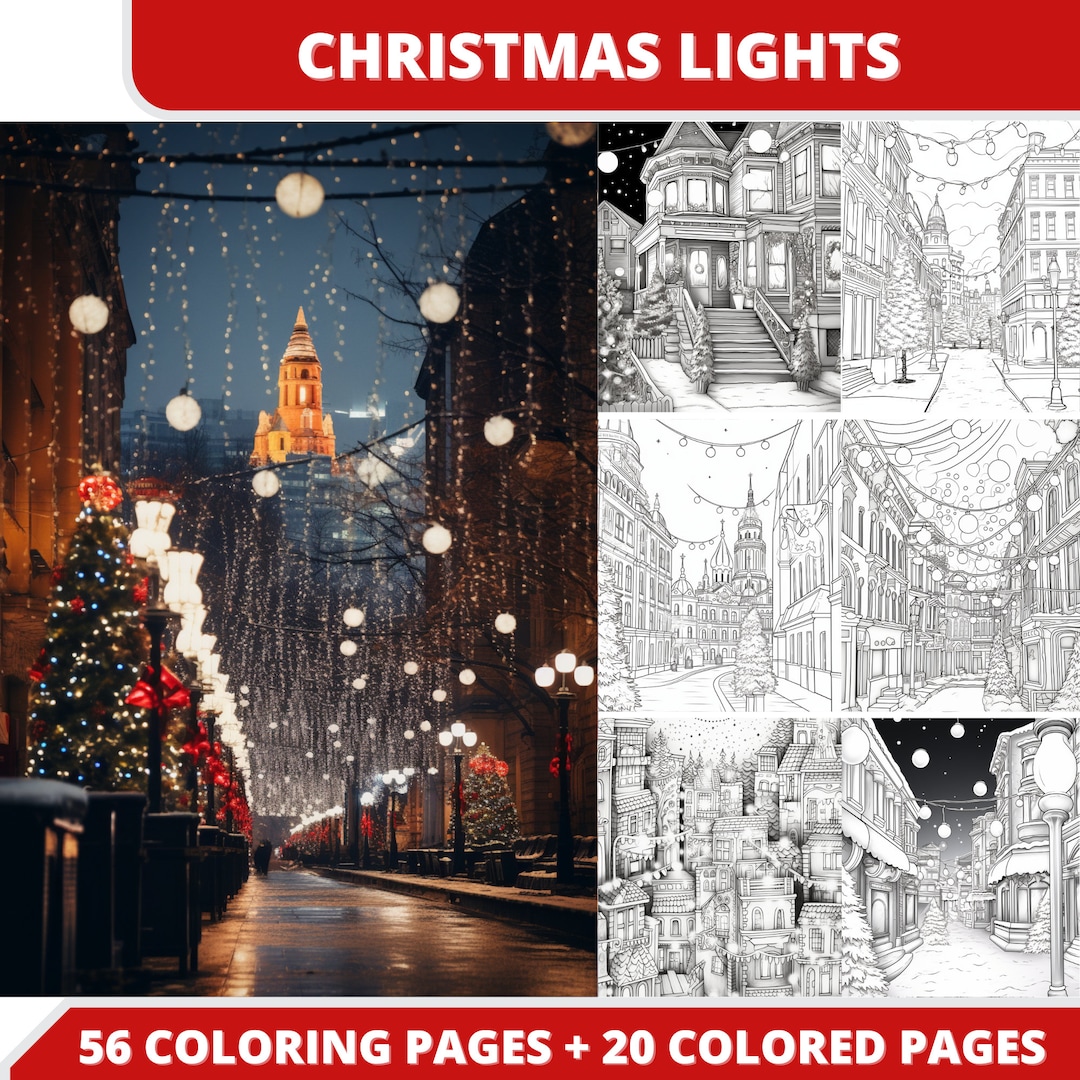 56 Christmas Lights Coloring Pages + 20 Colored Images + Cover Bonus ...