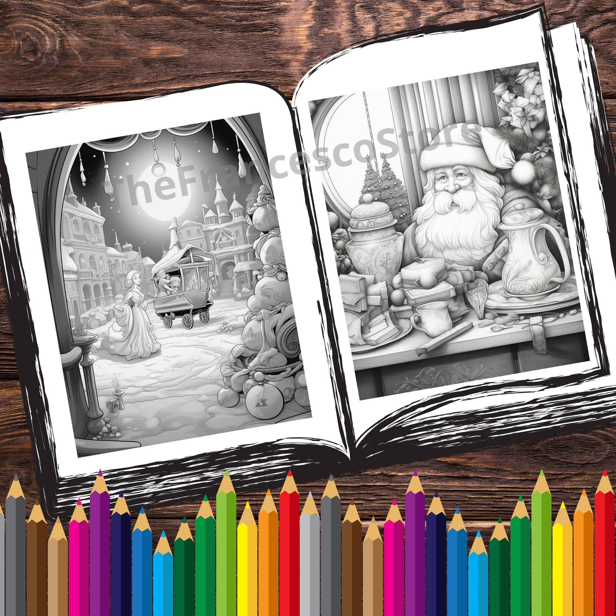 39 Wonderful Christmas Coloring Pages 9 Colored Images Cover Bonus ...