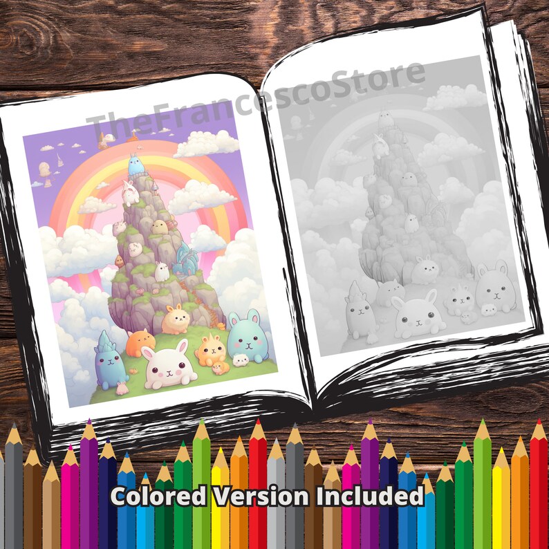 76 Kawaii Coloring Pages 24 Colored Images Cover Bonus, Printable PDF ...