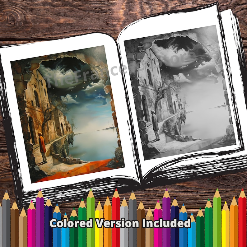 Surrealism Coloring Book: 40 Grayscale Pages + Bonus Images (printable ...