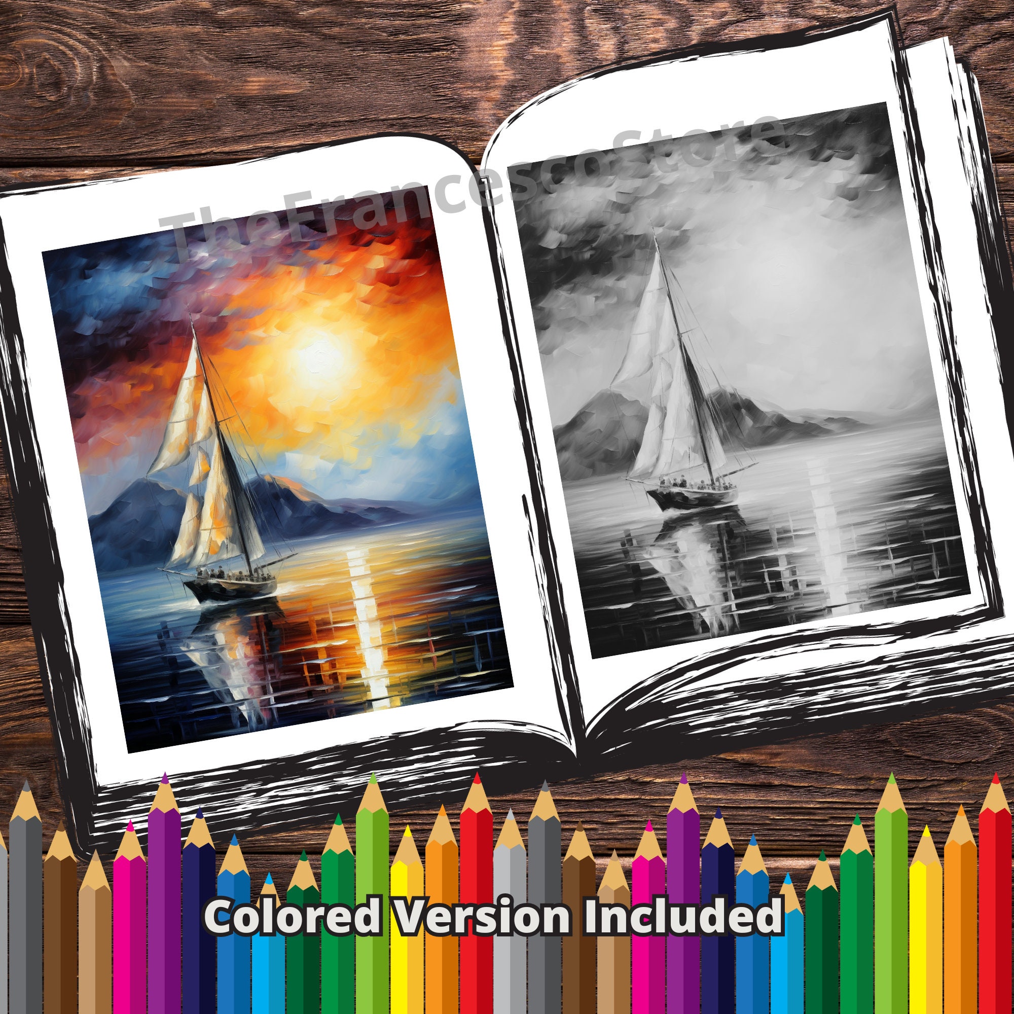 21 Modern Impressionism Coloring Pages 21 Colored Images Cover Bonus ...