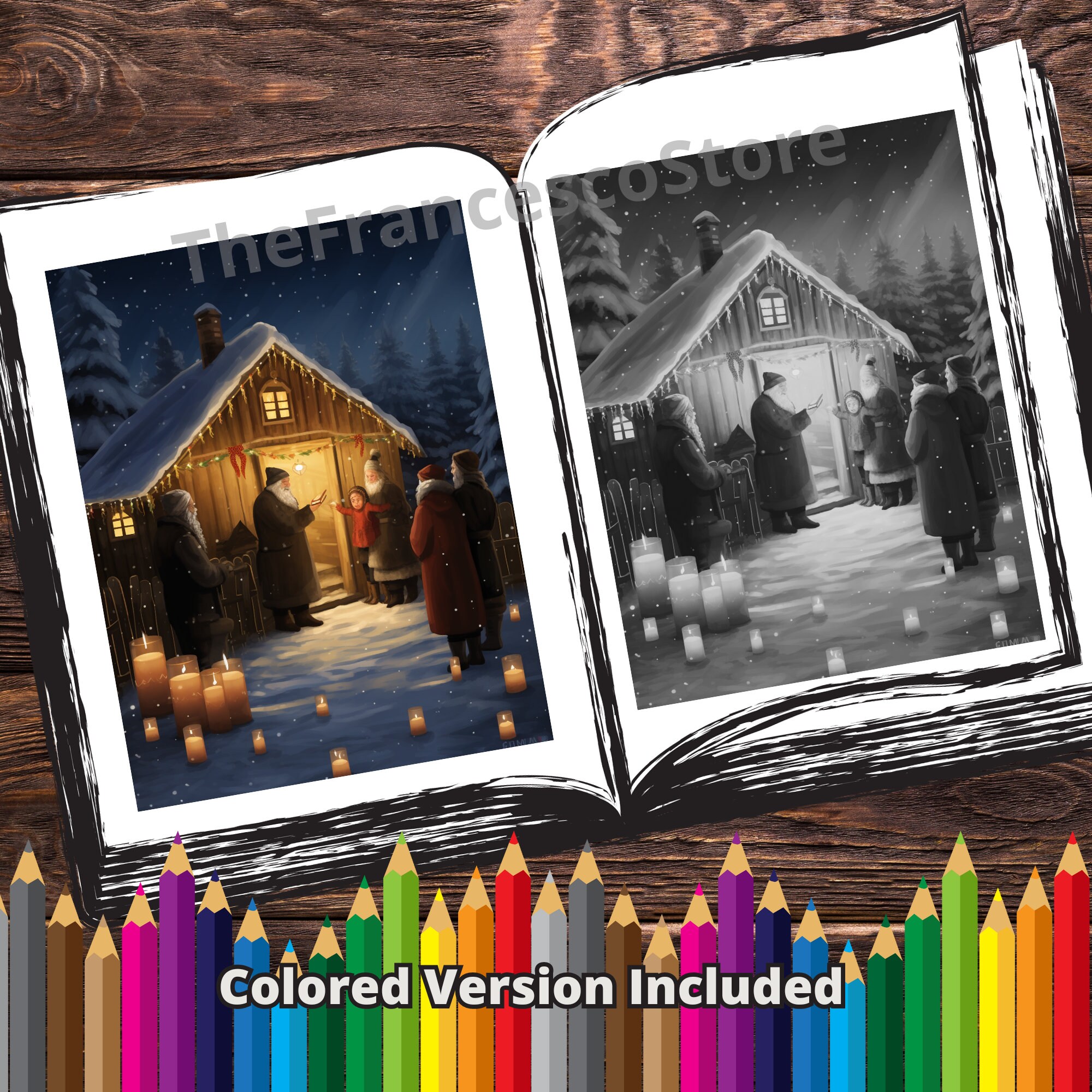 28 Christmas Traditions Coloring Pages 7 Colored Images Cover Bonus ...