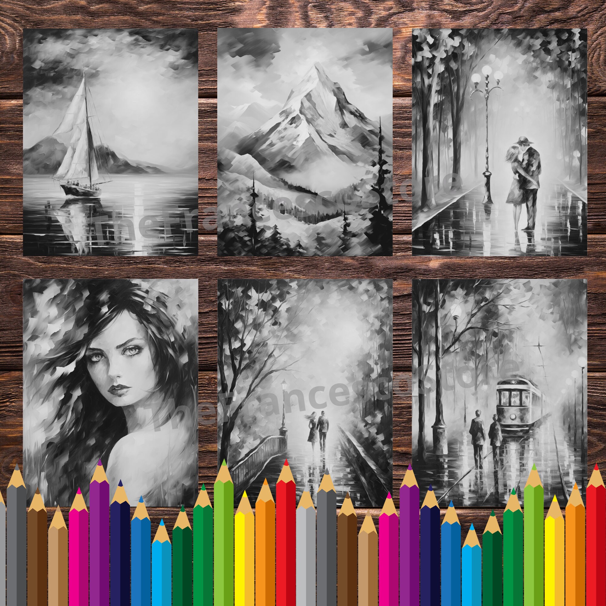 21 Modern Impressionism Coloring Pages 21 Colored Images Cover Bonus ...