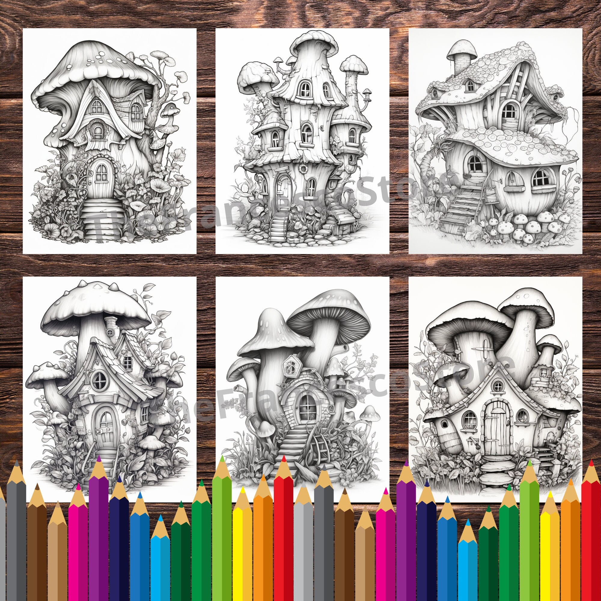 47 Fairy House Coloring Book 15 Colored Images Cover Bonus - Etsy
