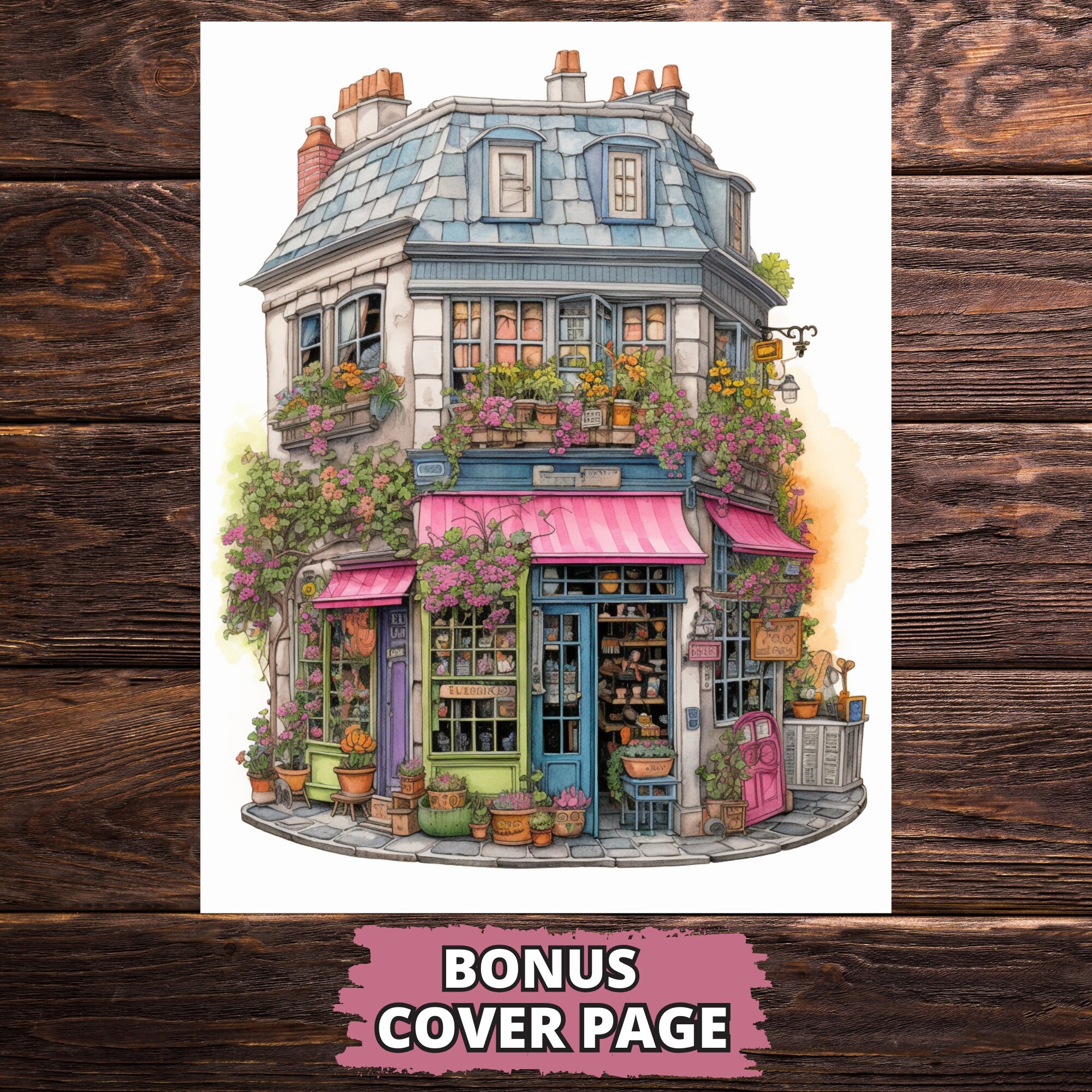 45 Flower Shops Coloring Pages 8 Colored Images Cover - Etsy