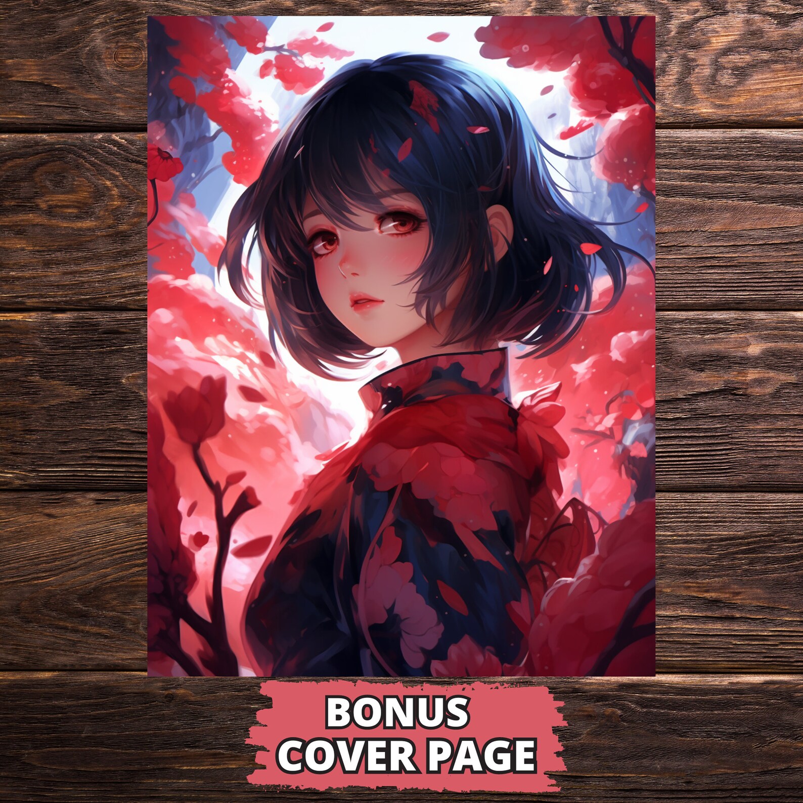 55 Anime Coloring Pages + 7 Colored Images + Cover Bonus, Printable PDF ...