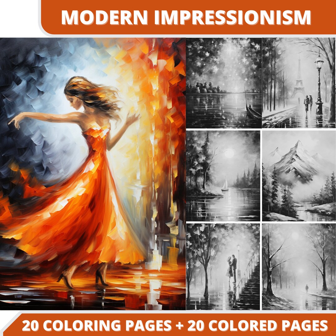 21 Modern Impressionism Coloring Pages + 21 Colored Images + Cover ...