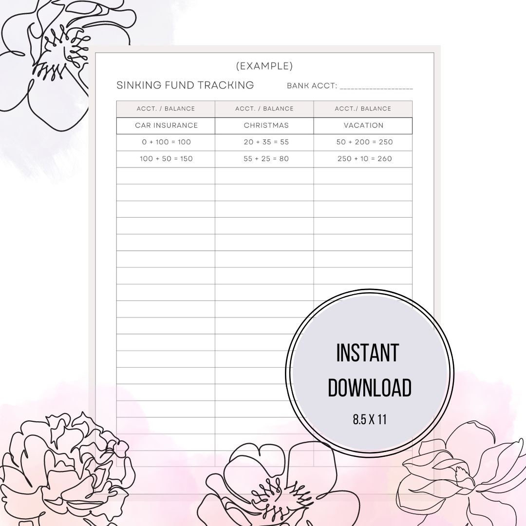 Sinking Fund Tracker Instant Download, Printable PDF Tracker, Money ...