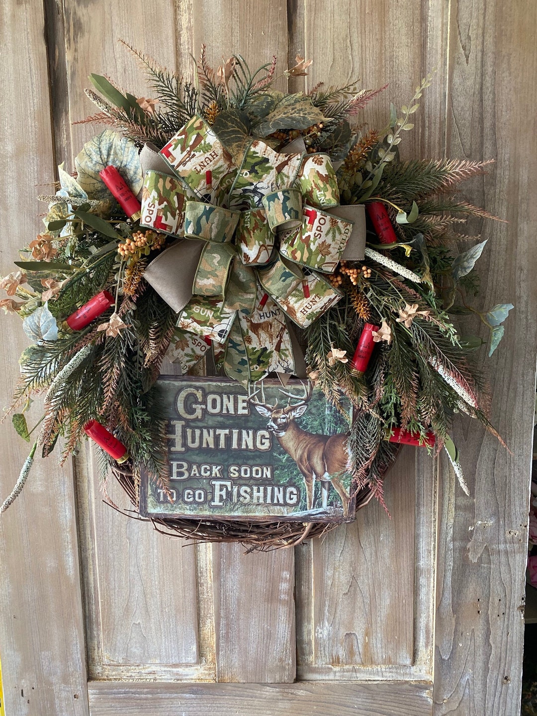 Rustic Gone Hunting Wreath - Etsy