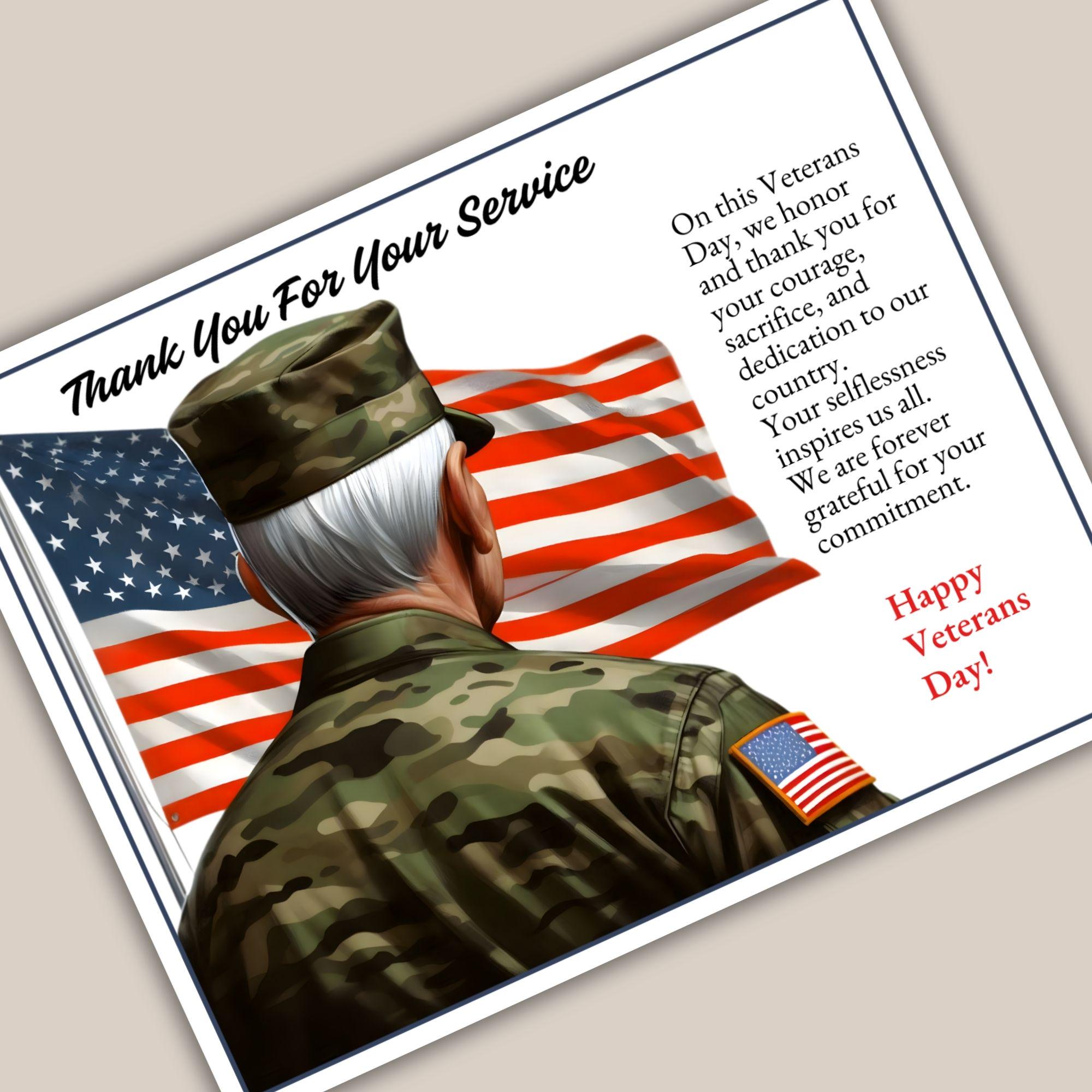 USA Veteran Soldier PNG, Printable Thank You Veteran Card, Patriotic ...