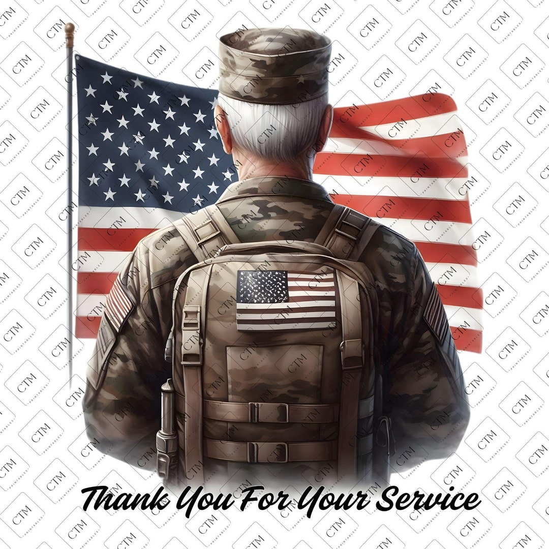 Printable Thank You Veteran Card, Patriotic Veterans Day Gift, USA ...