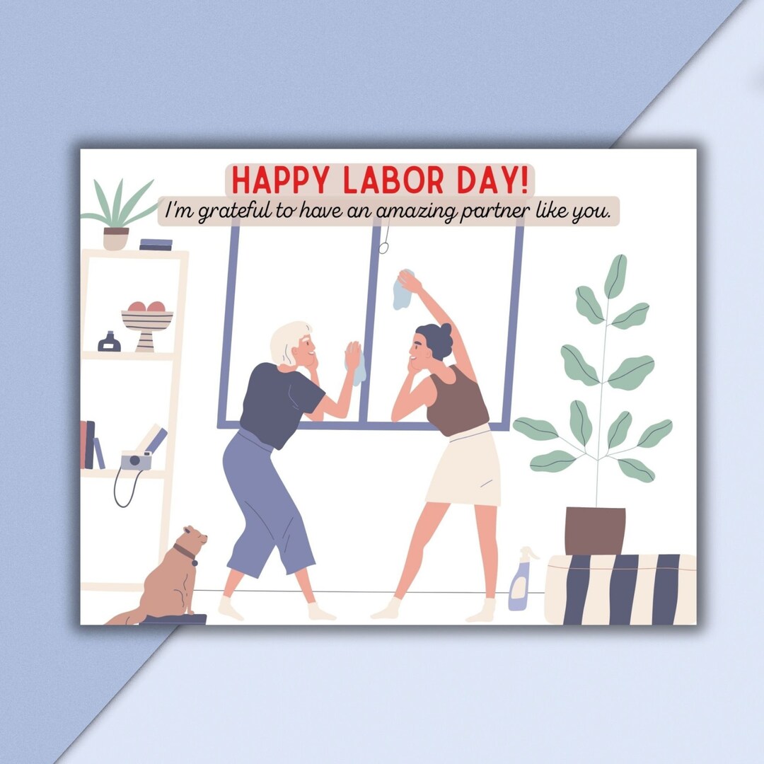 Printable Labor Day Gift Card for Him, Happy Labor Day Digital Painting ...