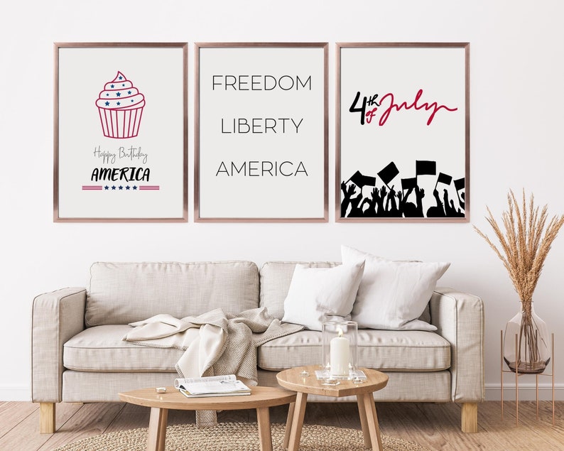 4th of July Neutral Wall Prints, 4th of July Gallery Wall Art Set, 4th ...