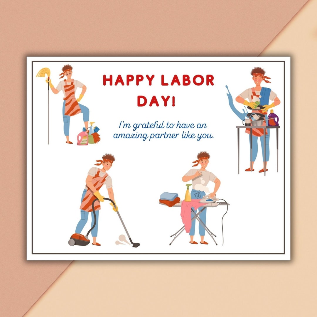 Printable Happy Labor Day Digital Painting Art, Labor Day Card Gift for ...