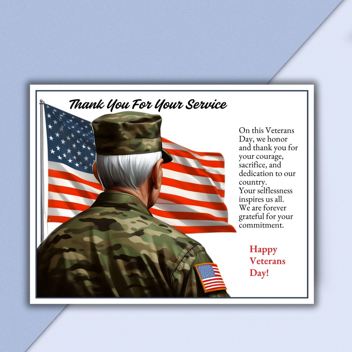 USA Veteran Soldier PNG, Printable Thank You Veteran Card, Patriotic ...