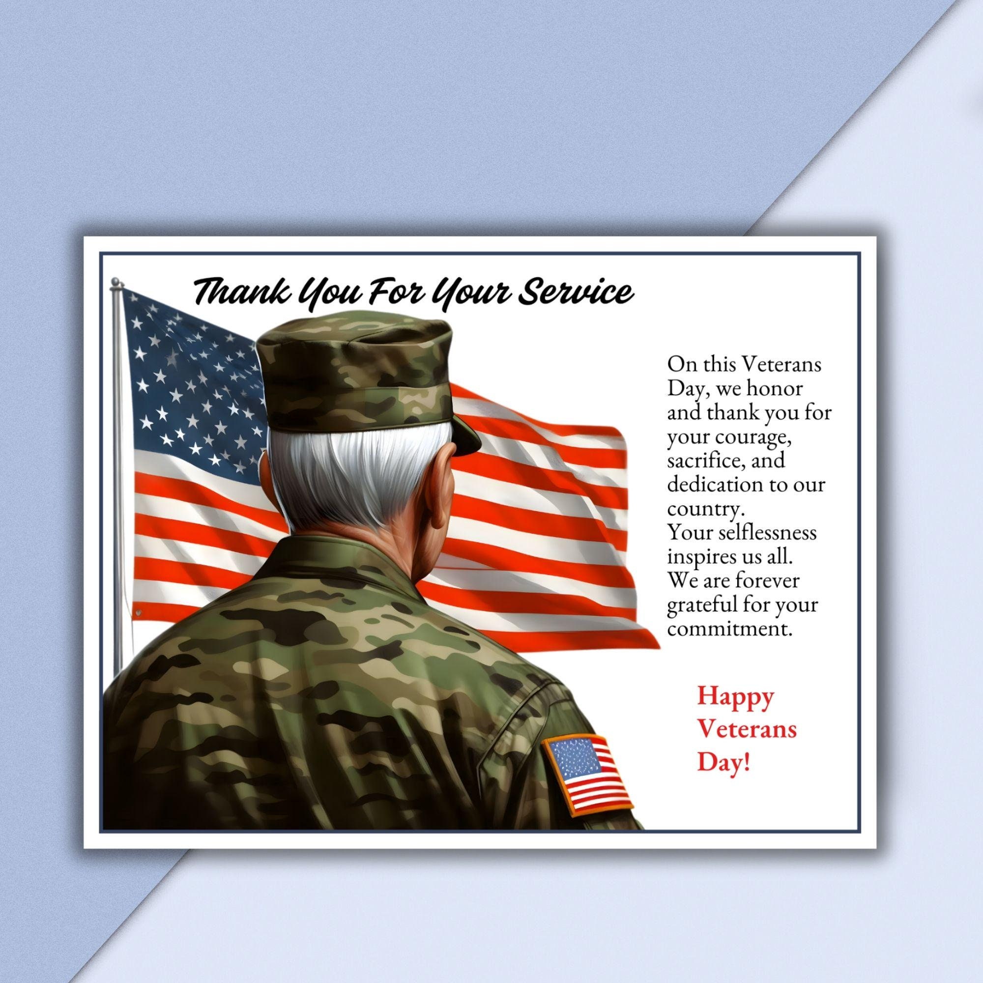 USA Veteran Soldier PNG, Printable Thank You Veteran Card, Patriotic ...