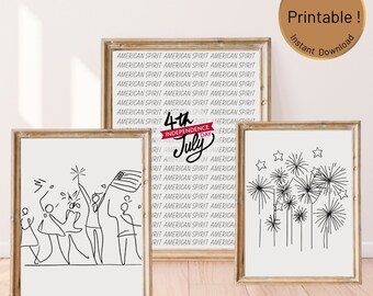 4th of July Neutral Wall Prints, 4th of July Gallery Wall Art Set, 4th ...