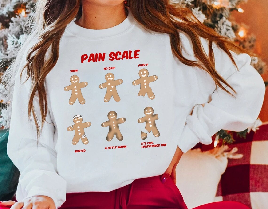 Pain Scale Shirts, Gingerbread Nurse Shirt, Christmas Pain Scale Tee ...