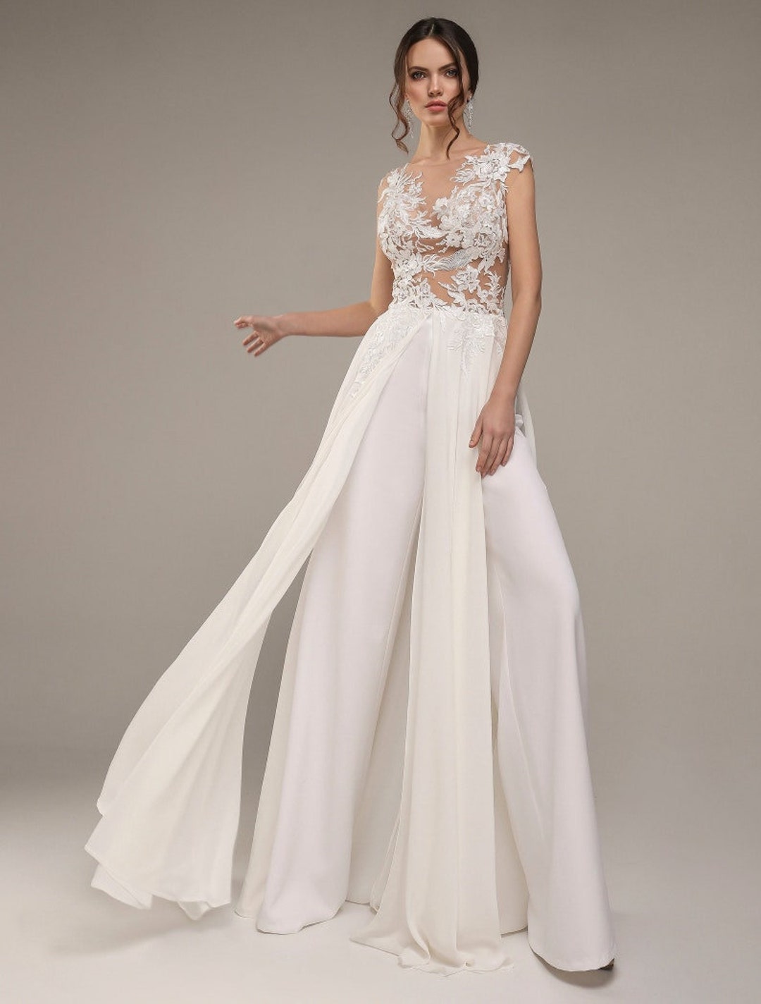 Classy Bridal Women Jumpsuit,armless Women Jumpsuit,wide Leg Jumpsuit ...