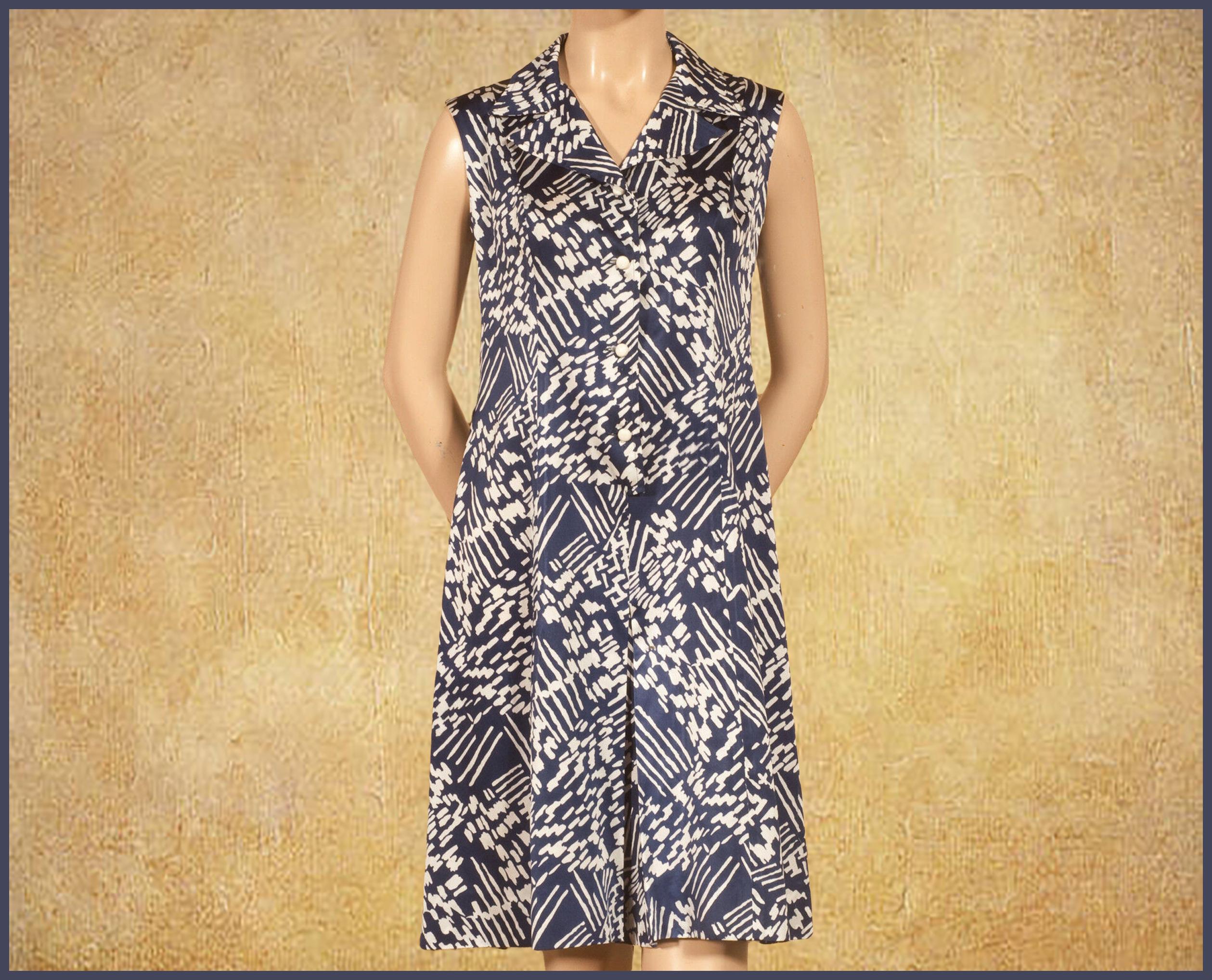 Vintage 60s 'virginie Barbie' Abstract Print Dress (size UK12, US8 ...