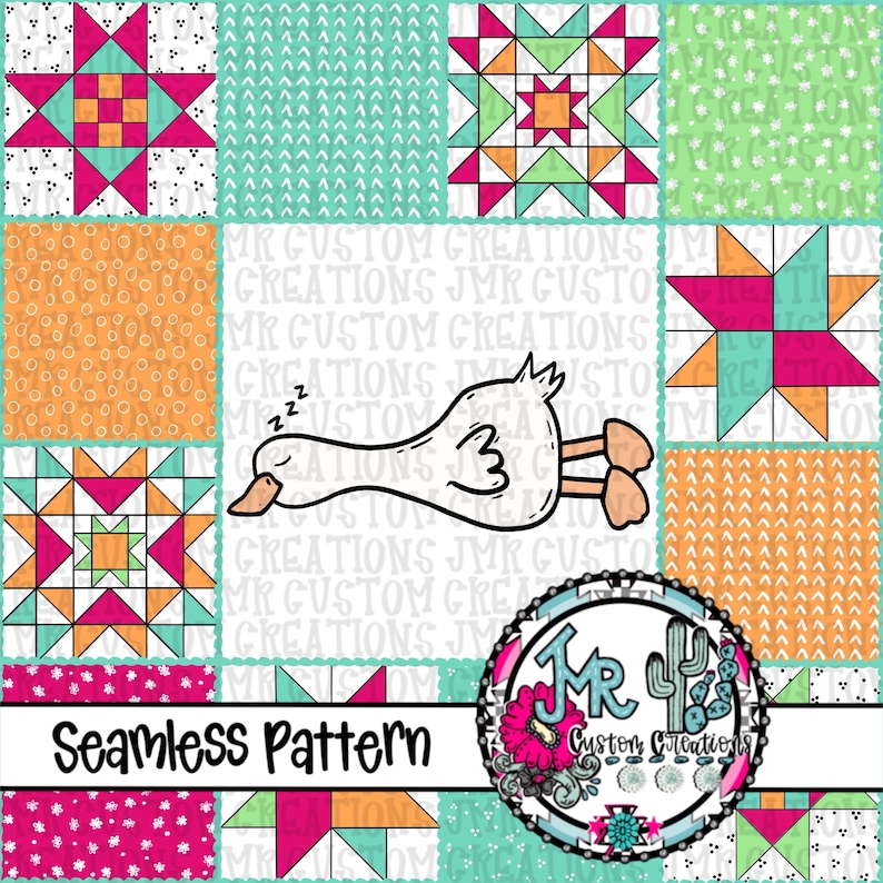 Silly Goose Vintrage Quilt Block 8 Different Seamless Digital Pattern ...
