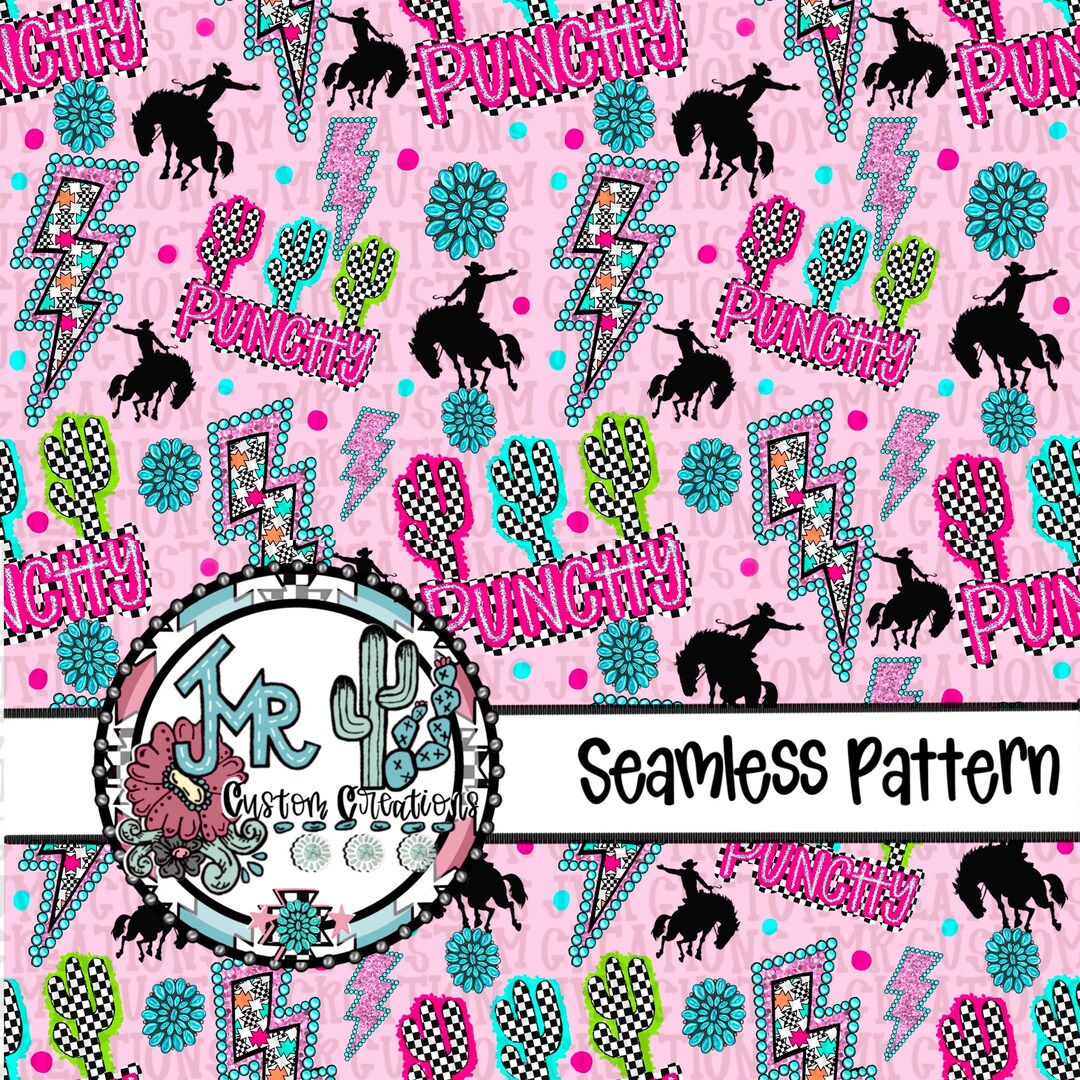 Seamless Western Mix Digital Pattern Paper: JPG Punchy Neon Western ...
