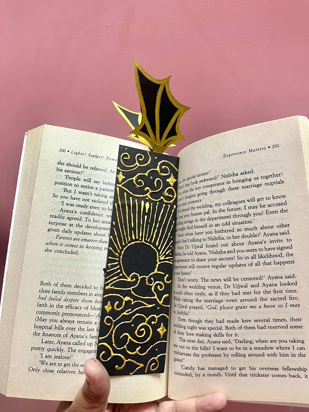 Fourth Wing Dragon Wing Bookmark | Handmade Black & Gold Gothic Fantasy ...
