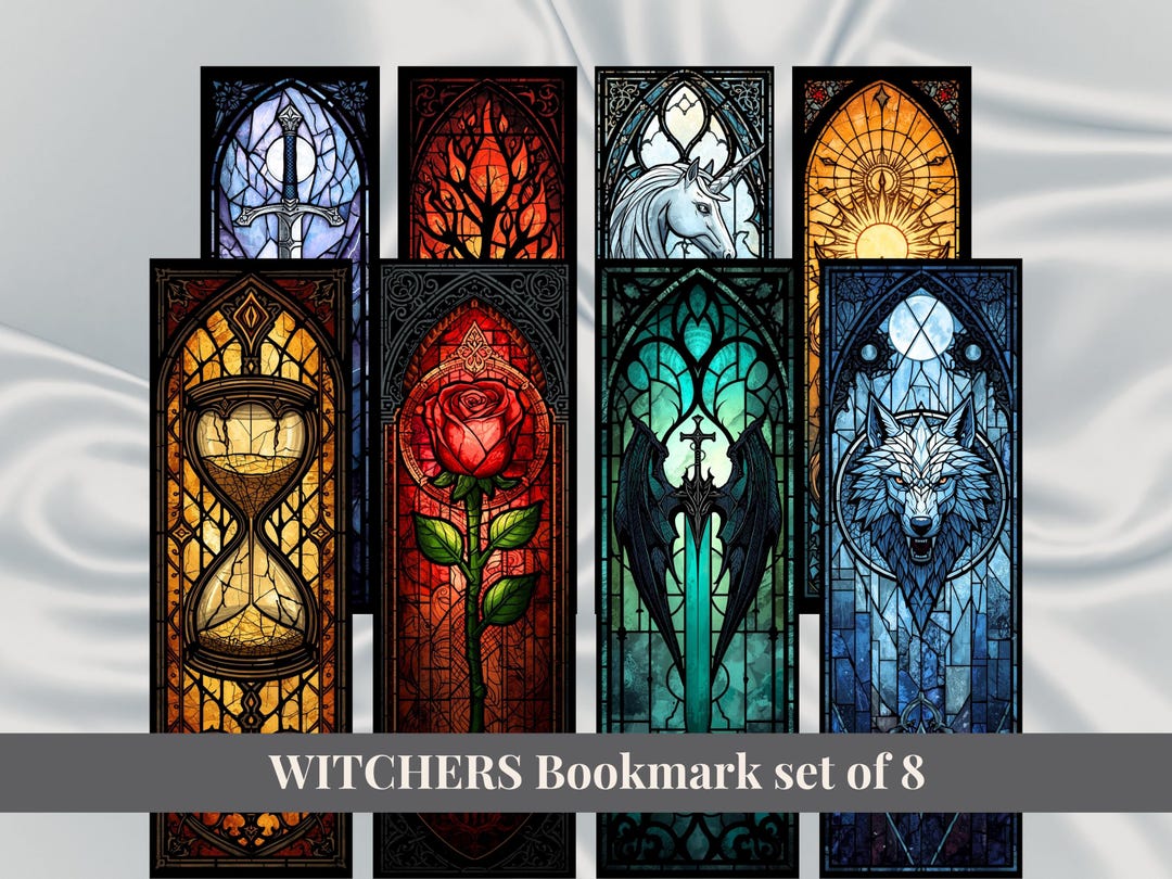 The Witcher Bookmarks: Stained Glass Style (digital Download) Set of 8 ...