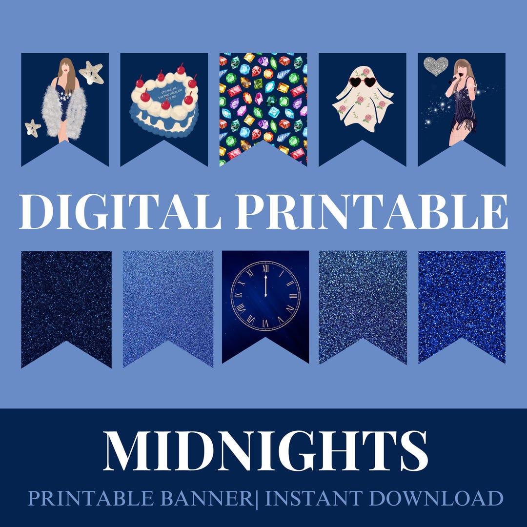 Printable Taylor MIDNIGHTS Banner Digital Download Eras Party Decor TS ...